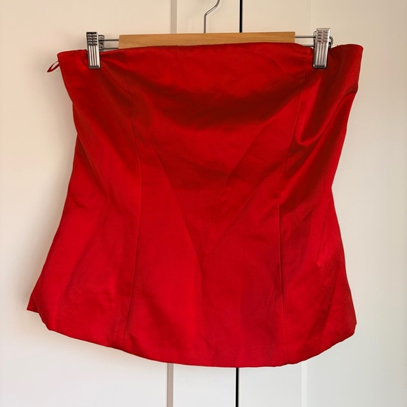Zara | Tops | Zara Red Satin Strapless Tube Top L | Poshmark